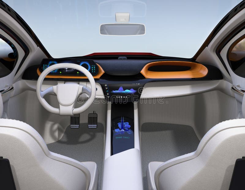 Autonomous Car S Interior Concept. the Car Offer Folding Steering Wheel ...