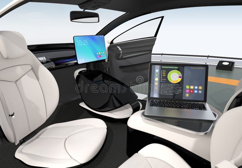 Autonomous Car Interior Design Stock Illustration - Illustration of ...