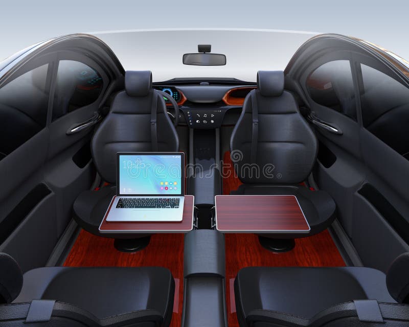 Autonomous car interior stock illustration. Illustration of concept ...
