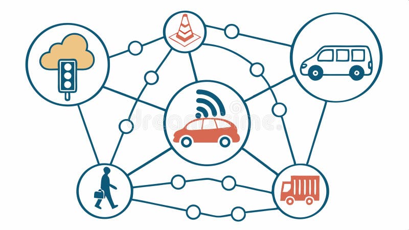 Autonomous Car Network, Self,driving Vehicles and Smart Mobility Vector ...