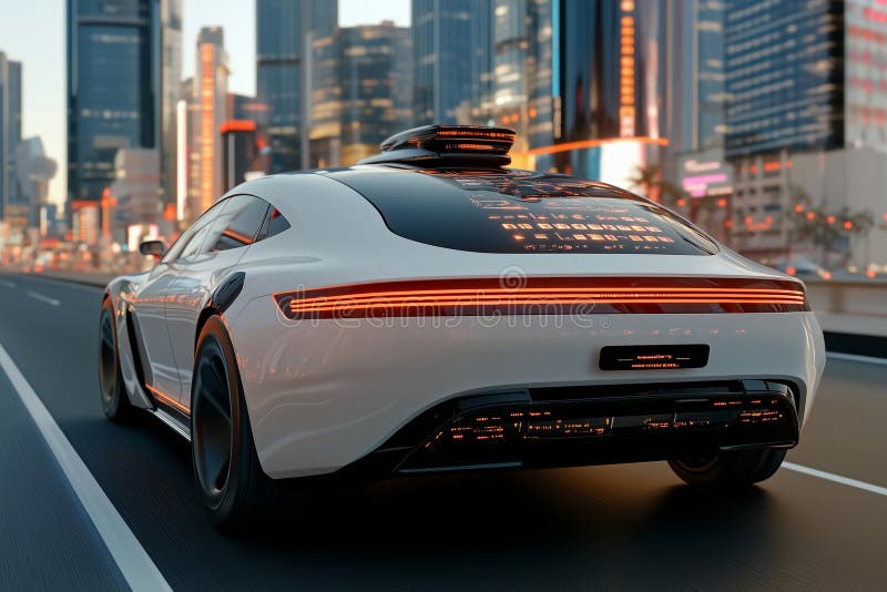 Autonomous Car on Road with Advanced Technology and Sleek Design ...