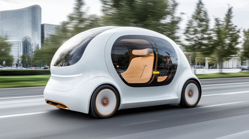Autonomous Car on Road in Modern City, Showcasing Innovation and Design ...