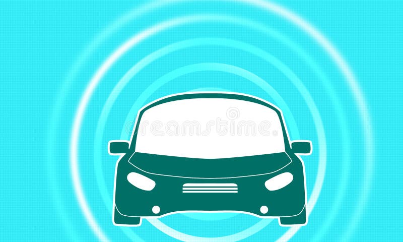 Autonomous Car with the Signal Communication Zone Stock Illustration ...