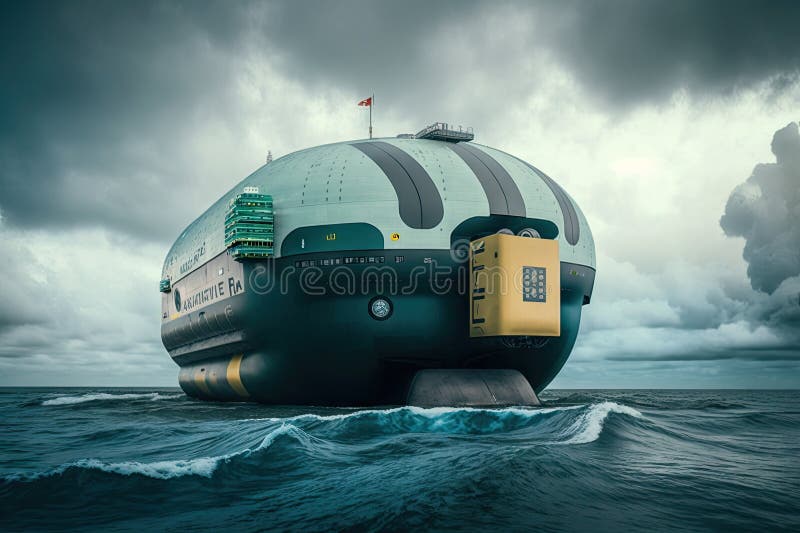 Autonomous Cargo Ship Approaches Port, with Docking System in Place ...