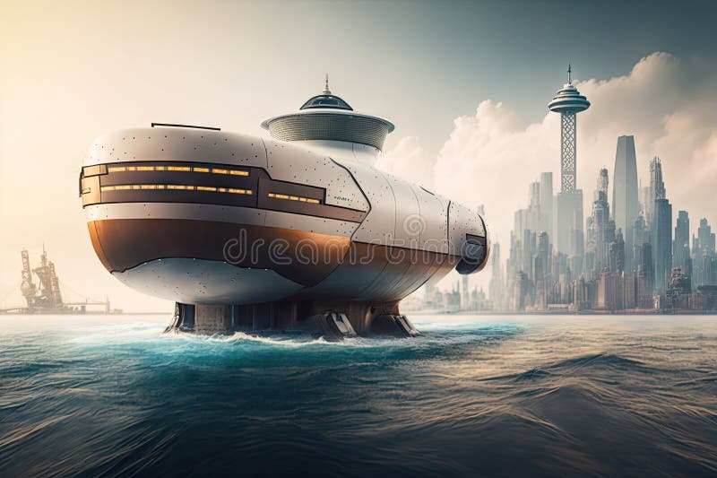 Autonomous Cargo Ship, Navigating the Waters of the Future, with a View ...