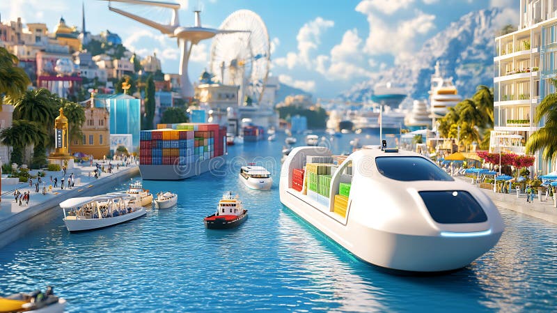 Autonomous Cargo Ships in a Smart Port, Depicting the Future of ...