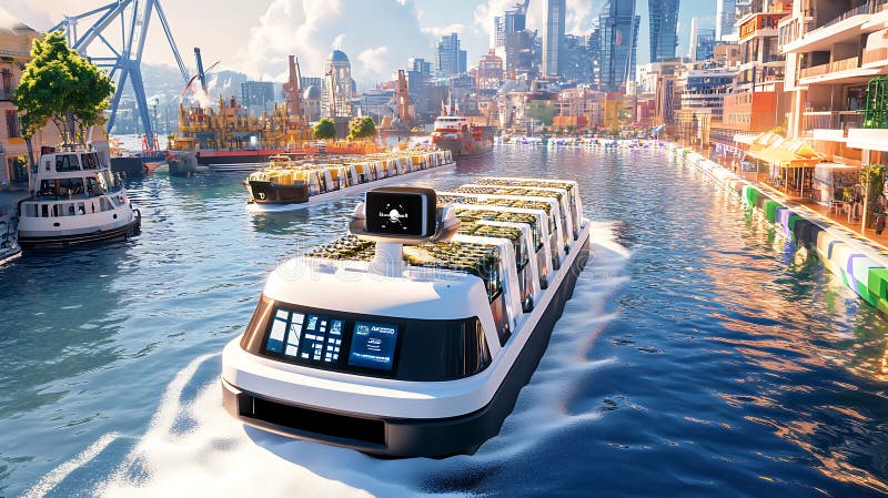 Autonomous Cargo Ships in a Smart Port, Depicting the Future of ...