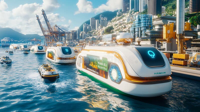 Autonomous Cargo Ships in a Smart Port, Depicting the Future of ...
