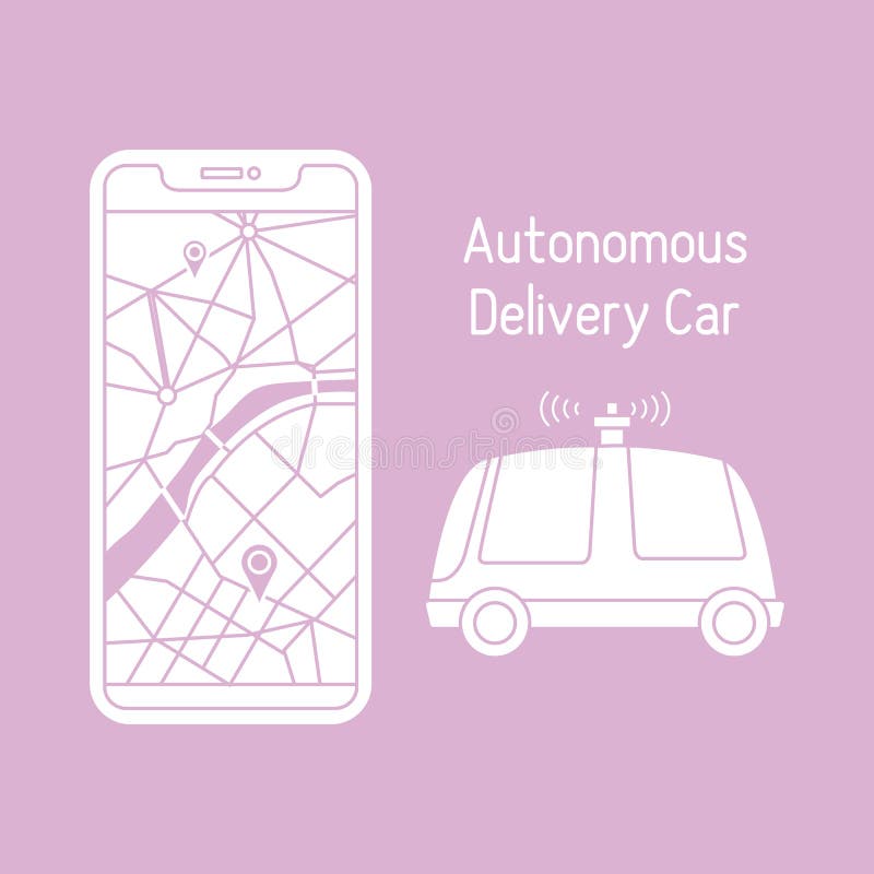 Autonomous Delivery Car Navigation Remote Control Stock Vector ...