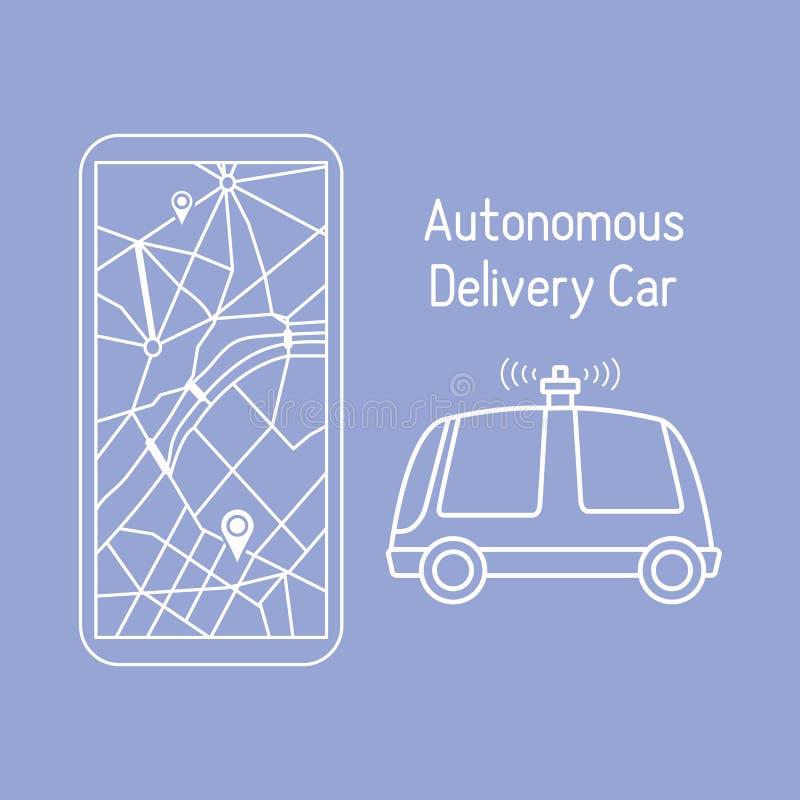 Autonomous Delivery Car Navigation, Remote Control Stock Vector ...