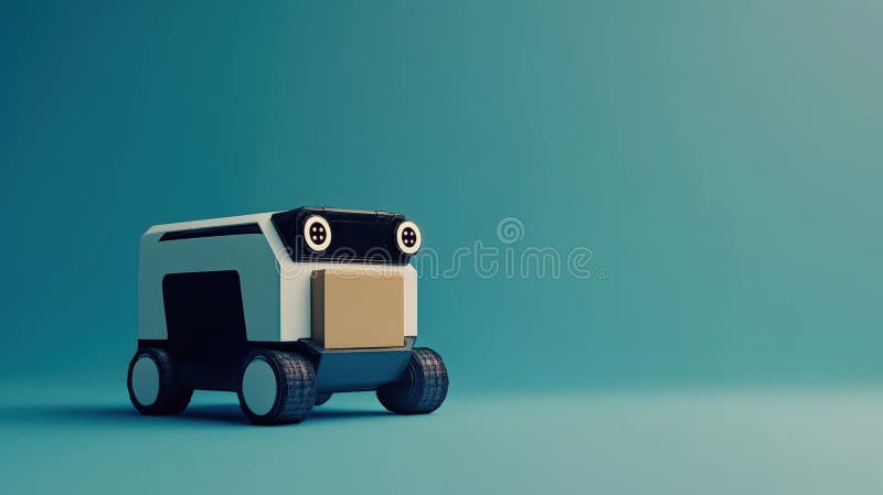 Autonomous Delivery Robot Car Carrying Package Stock Image - Image of ...