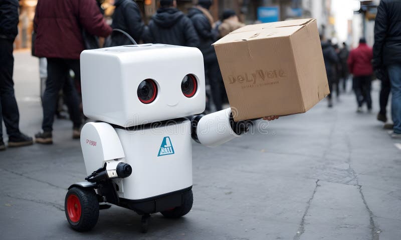 Autonomous Delivery Robot with Package Stock Photo - Image of delivery ...