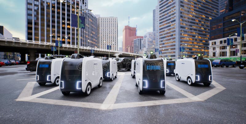 Autonomous Delivery Robot Standby at Parking Lot, Smart Logistics ...
