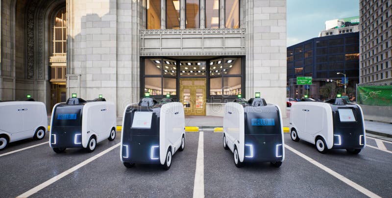 Autonomous Delivery Robot Standby at Parking Lot, Smart Logistics ...