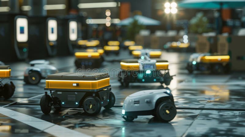 Autonomous Delivery Robots in a City Environment Stock Photo - Image of ...