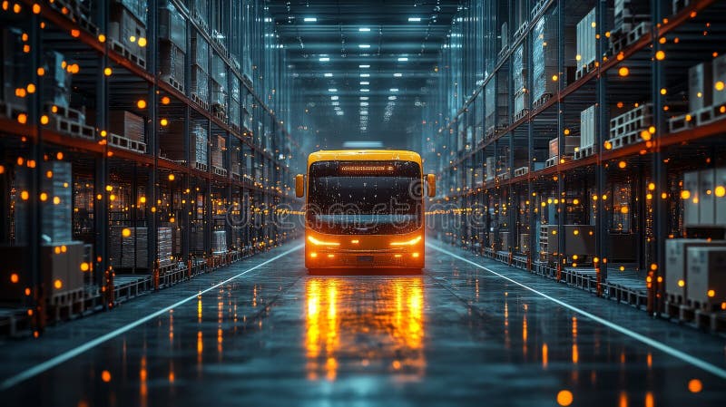 Autonomous Delivery Vehicle Driving through Warehouse Stock ...