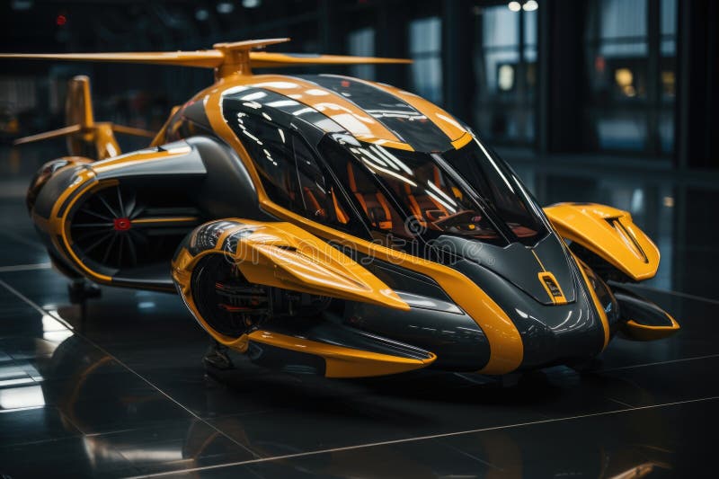 An Autonomous, Driverless Aircraft Stands on the Pad. the Future Stock ...