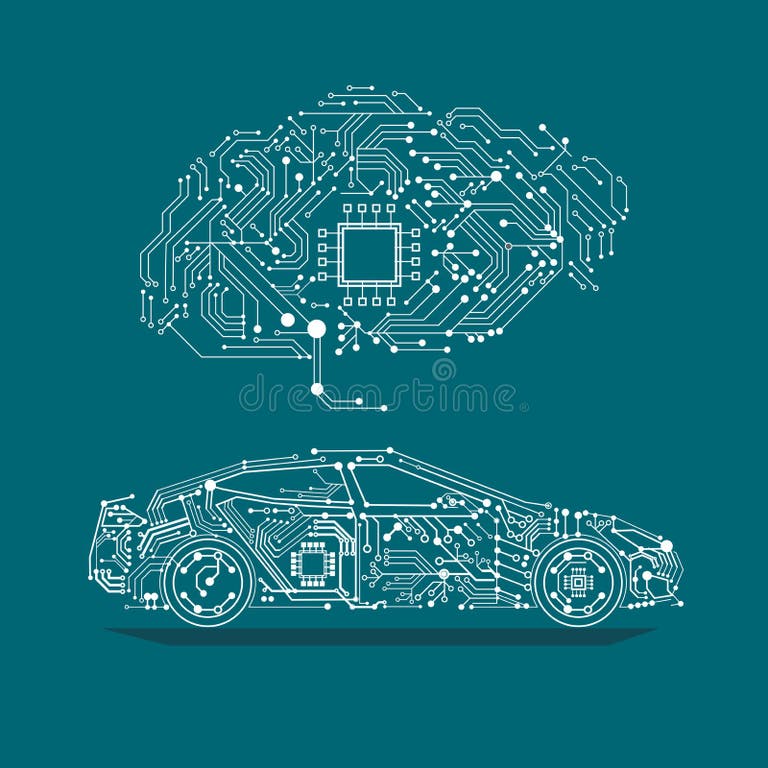 Autonomous Driving Car Artificial Intelligence Stock Illustration ...