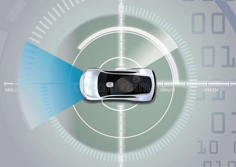 Autonomous driving car stock illustration. Illustration of intelligence ...