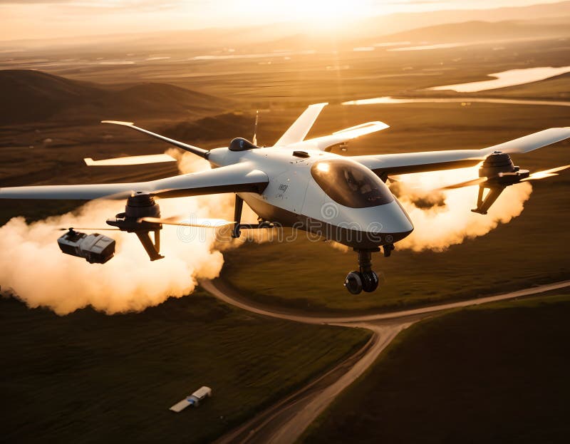 Autonomous Drone Deploying Cargo Midair Stock Image - Image of ...