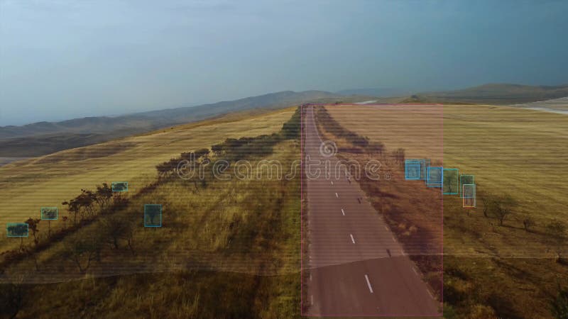 Autonomous Drone Monitors Deserted Border Zone Stock Footage - Video of ...