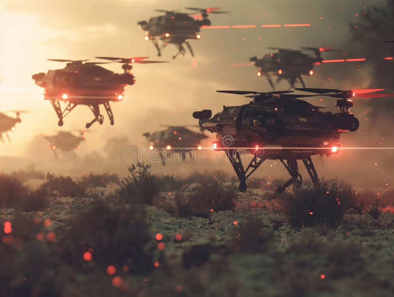 Autonomous Drones in Tactical Operation Stock Photo - Image of hightech ...