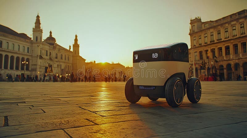 Autonomous Electric Delivery Robot in Urban Setting Stock Illustration ...