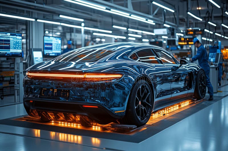 An Autonomous Electric Vehicle in a Testing Facility Stock Illustration ...