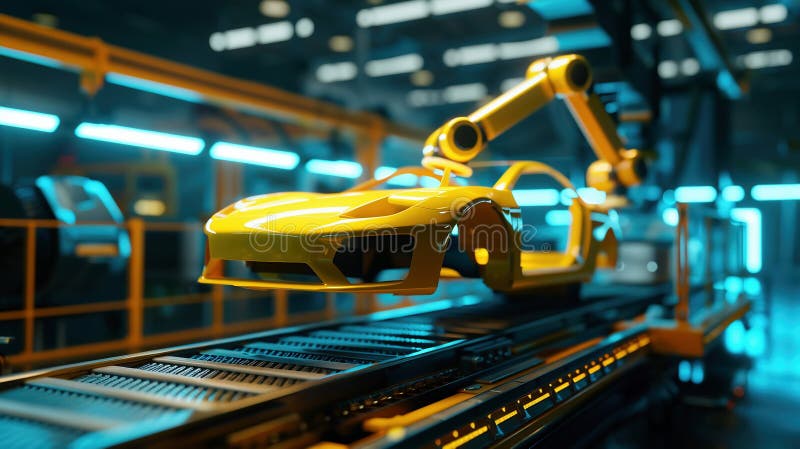 Autonomous Factory with Robotic Arms Autonomously Assembling Car Frames ...