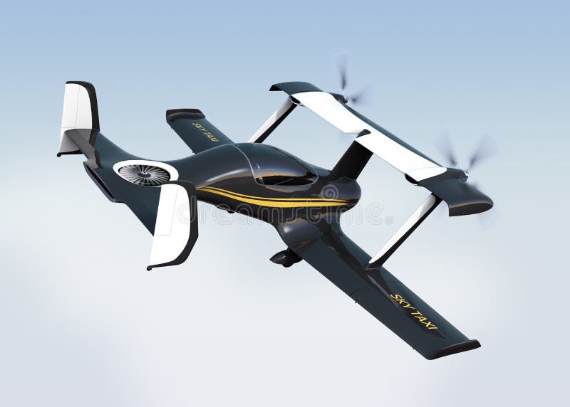 Autonomous Flying Drone Taxi Concept Stock Illustration - Illustration ...
