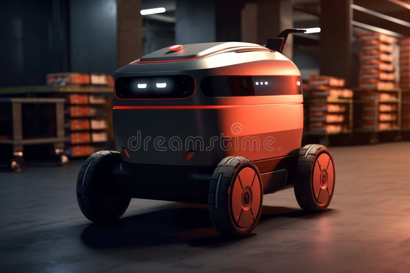 Autonomous Food Delivery Robot Stock Illustration - Illustration of ...