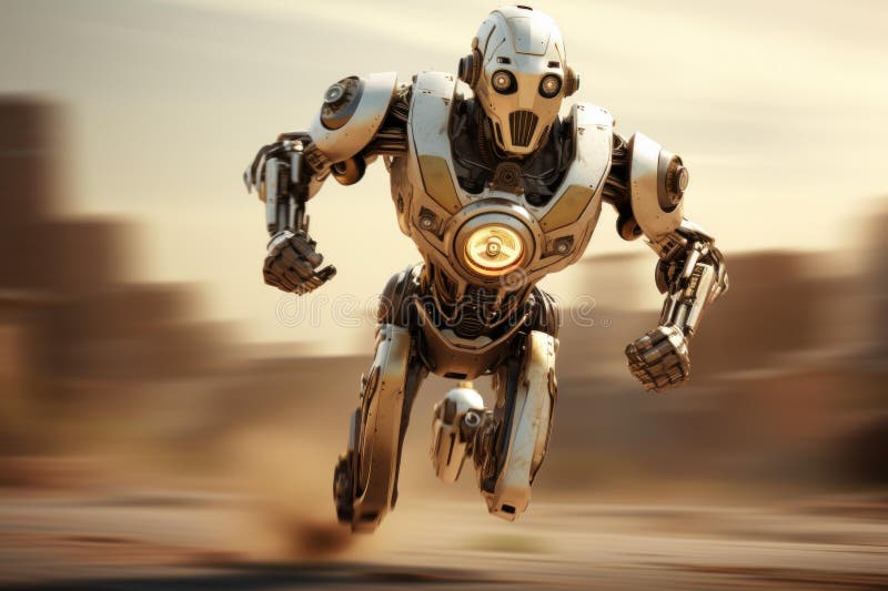 Autonomous Futuristic Robot Running. Generate Ai Stock Illustration ...
