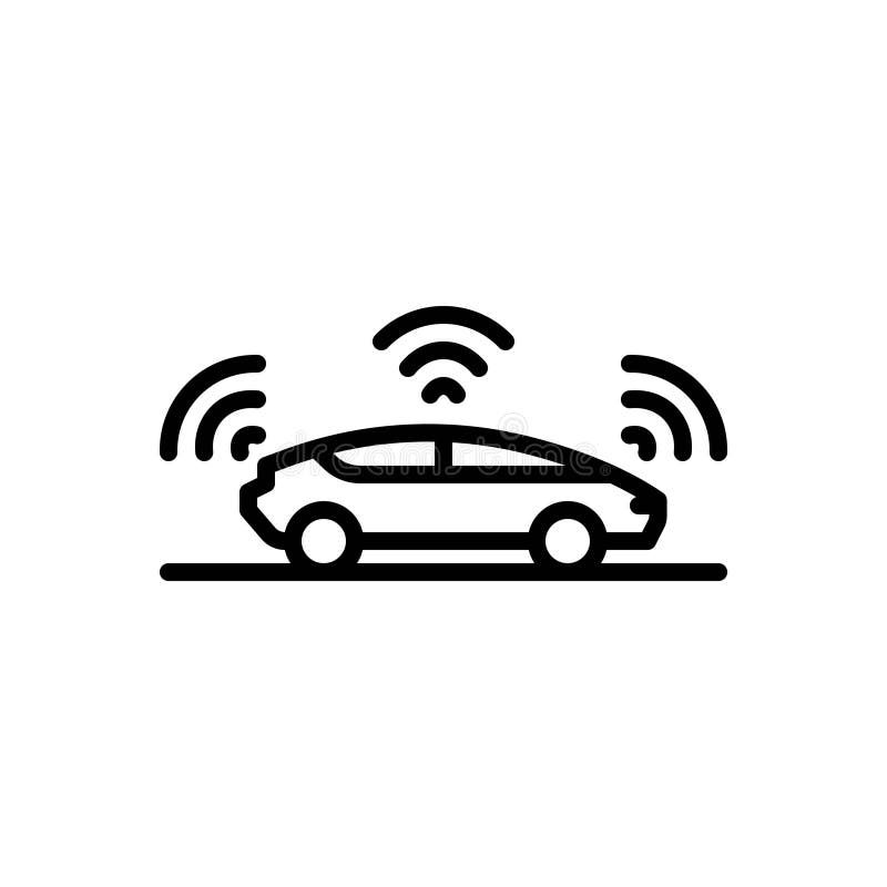 Black Line Icon for Autonomous, Sensor and Transport Stock Vector ...