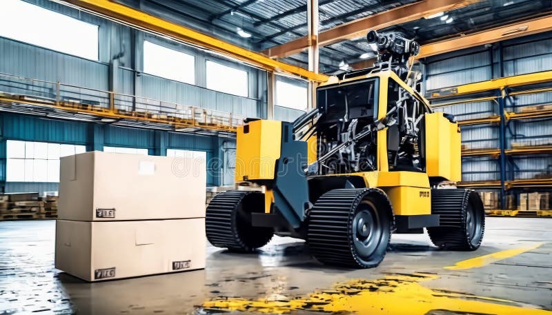 Autonomous Industrial Robot in Warehouse Stock Photo - Image of ...