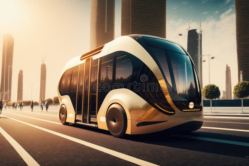 Autonomous Mini Bus Carrying Passengers on Route through Modern ...