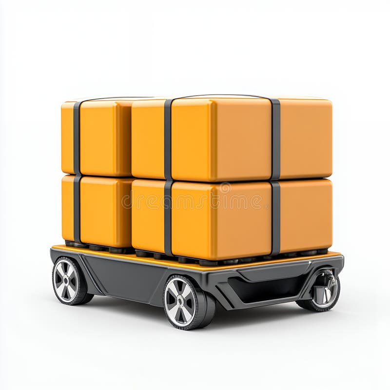 Autonomous Mobile Robot Carrying Stack of Orange Packages Stock Image ...