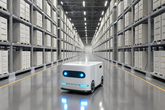 Autonomous Mobile Robot Delivering Goods in Modern Warehouse Stock ...