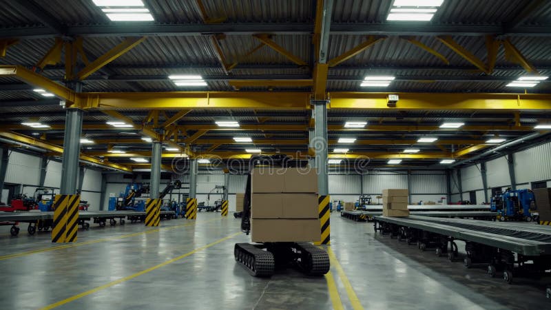 Autonomous Mobile Robot Carrying Boxes in a Modern Warehouse Stock ...