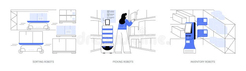 Autonomous Mobile Robots Isolated Cartoon Vector Illustrations Se Stock ...