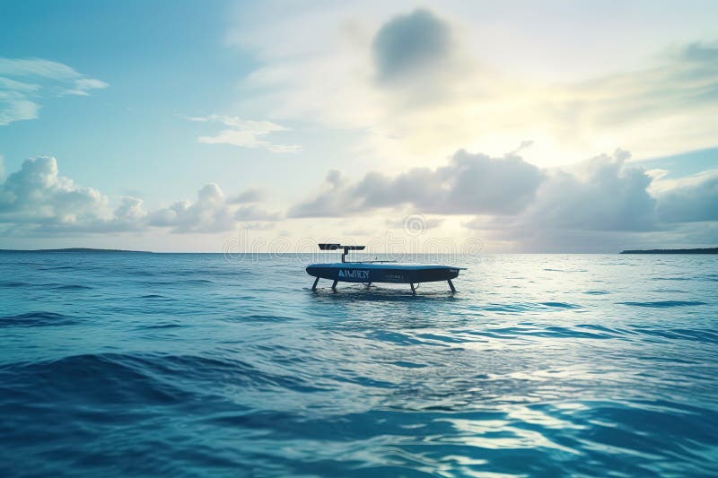 An Autonomous Ocean Cleanup Drone Skimming the Surface of the Water ...