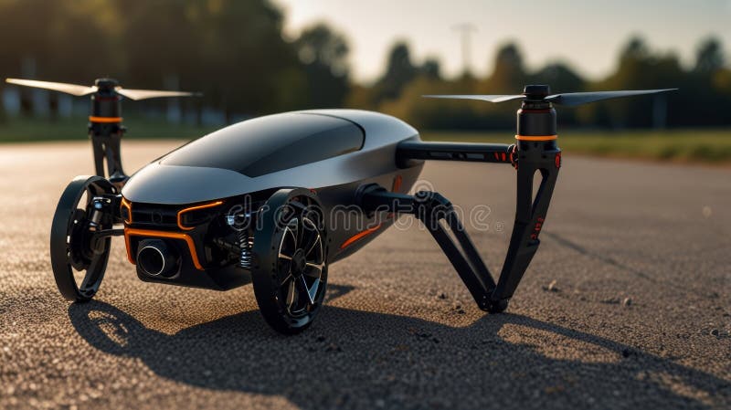 Autonomous Passenger Drone Vehicle Standing on the Ground Stock Image ...