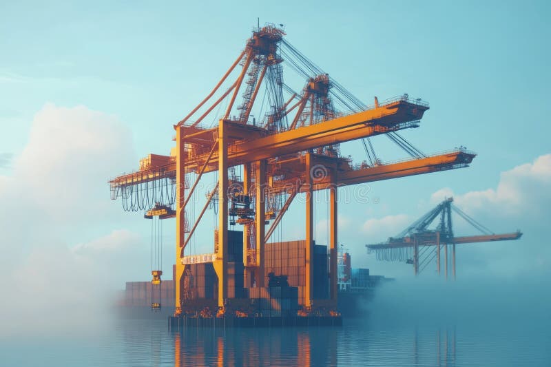 Autonomous Port Crane that Unloads Containers Independently Stock Image ...