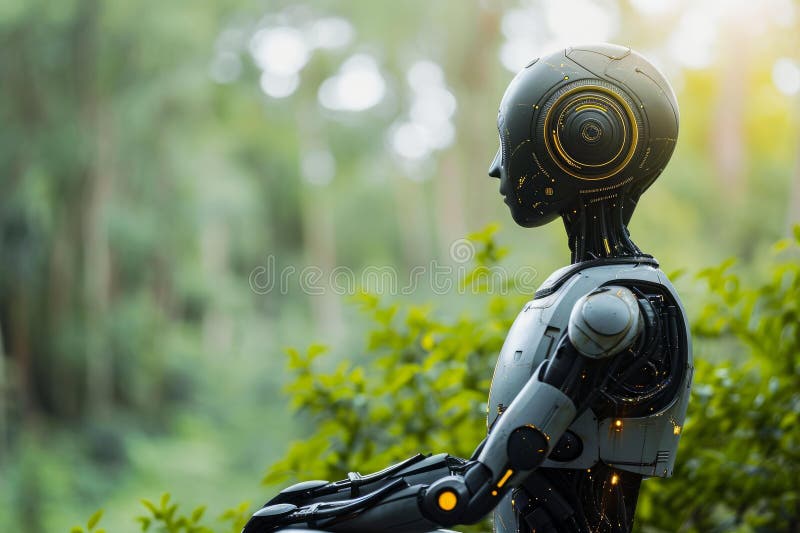 Autonomous Robot Android Meditating. Generate Ai Stock Photo - Image of ...