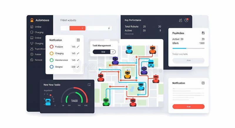 Robot Fleet Management Stock Illustrations – 59 Robot Fleet Management ...