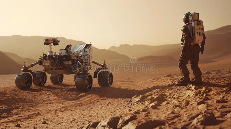Autonomous Robot Performing Ground Reconnaissance on Mars Stock Photo ...