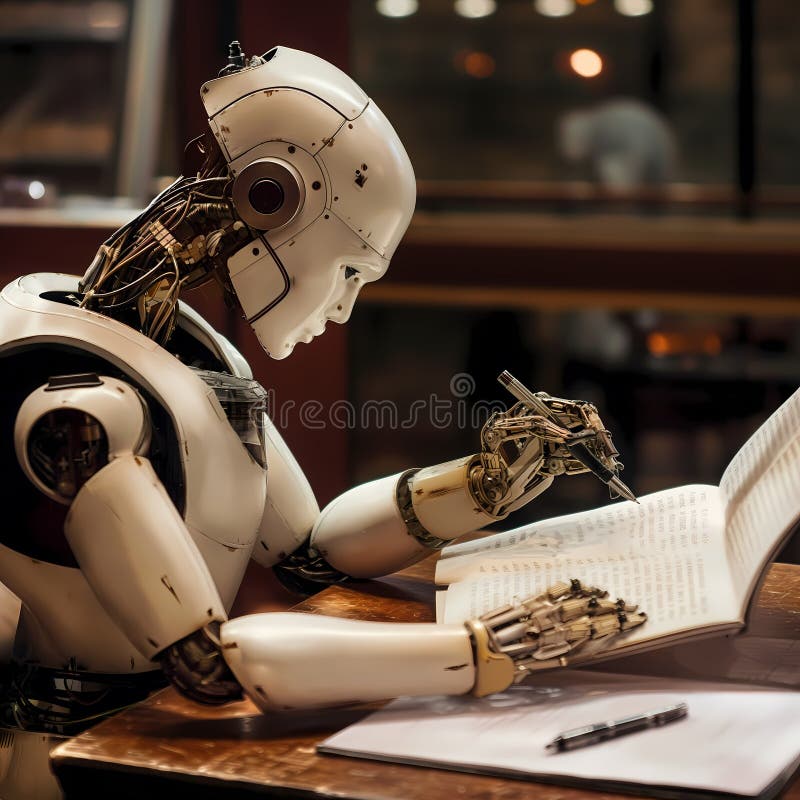 Autonomous Robot Studying AI Generative Stock Photo - Image of academic ...