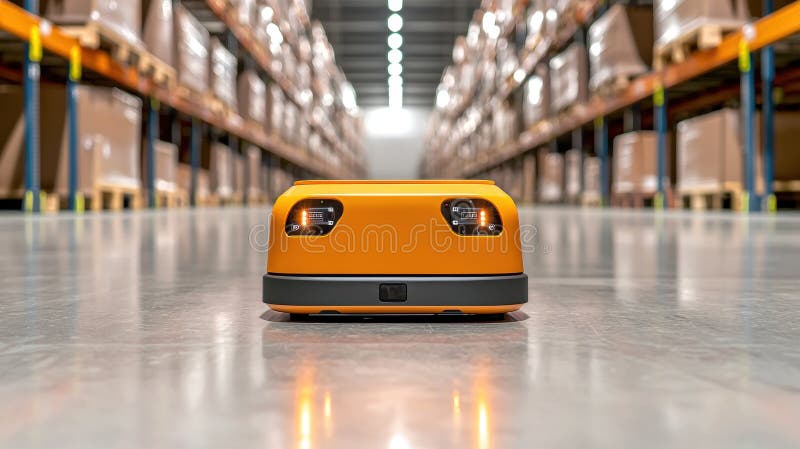 Autonomous Robot in Warehouse Stock Illustration - Illustration of ...