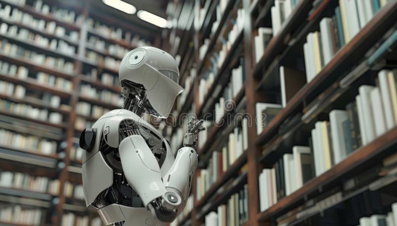 Autonomous Robot Working in Warehouse Aisle Stock Illustration ...