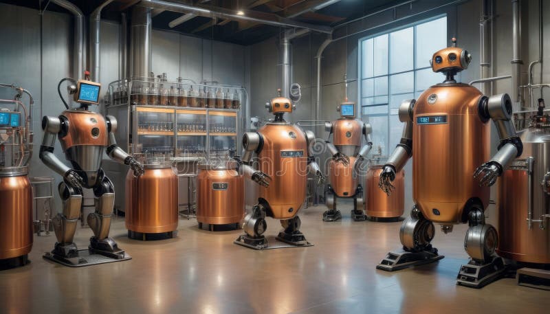 Autonomous Robots in Brewery Stock Image - Image of manufacturing ...