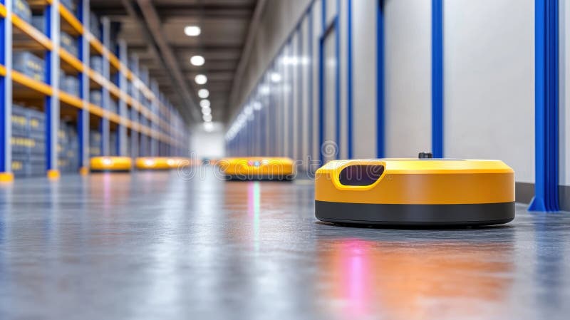 Autonomous Robots Navigate a Modern Warehouse, Optimizing Logistics and ...